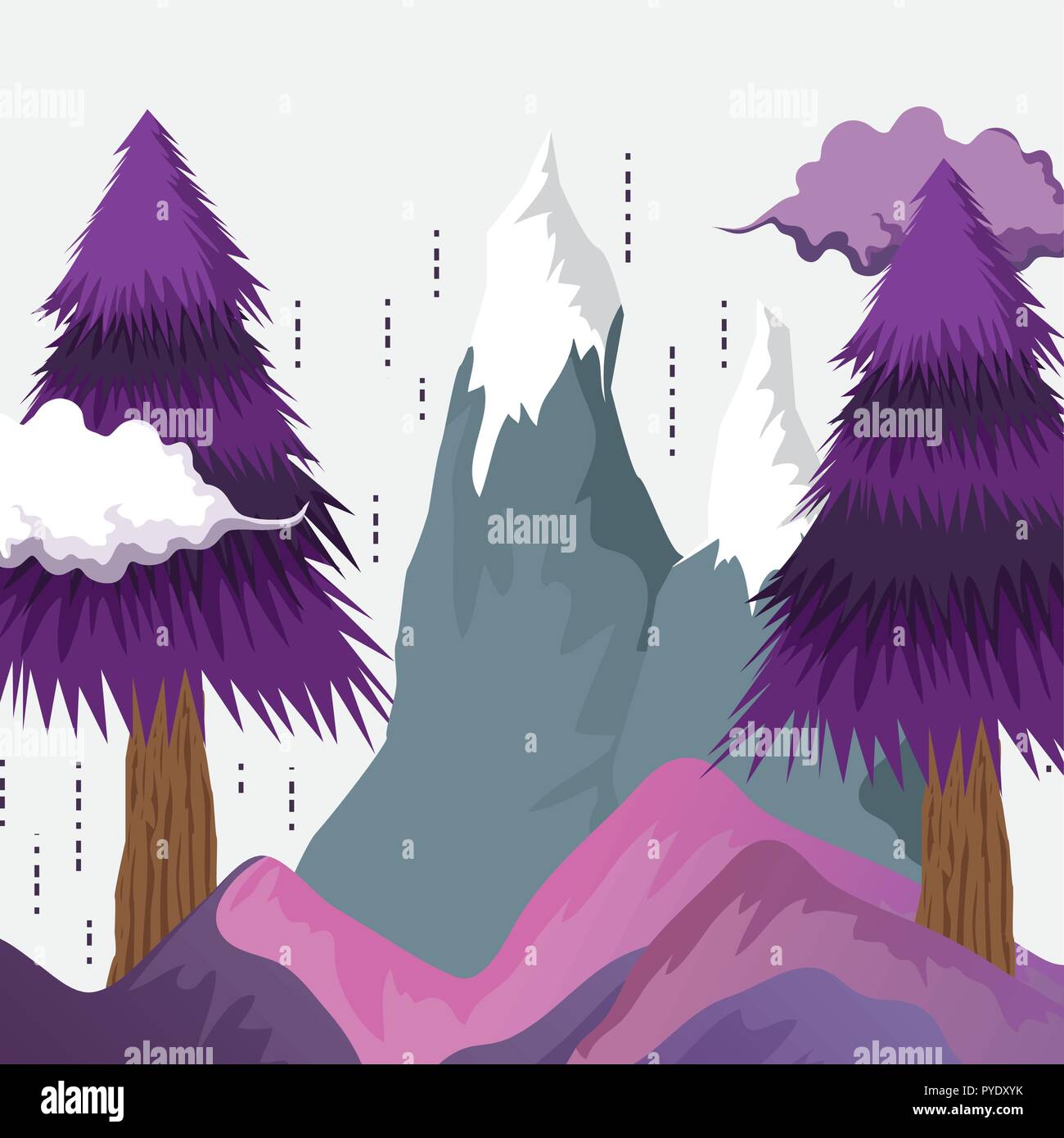 pine trees with ice mountains and clouds Stock Vector Image & Art - Alamy