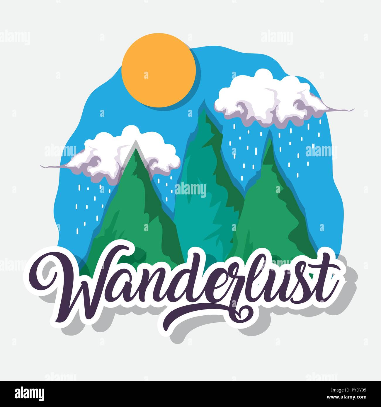 sun with clouds and mountains wanderlust landscape Stock Vector Image ...