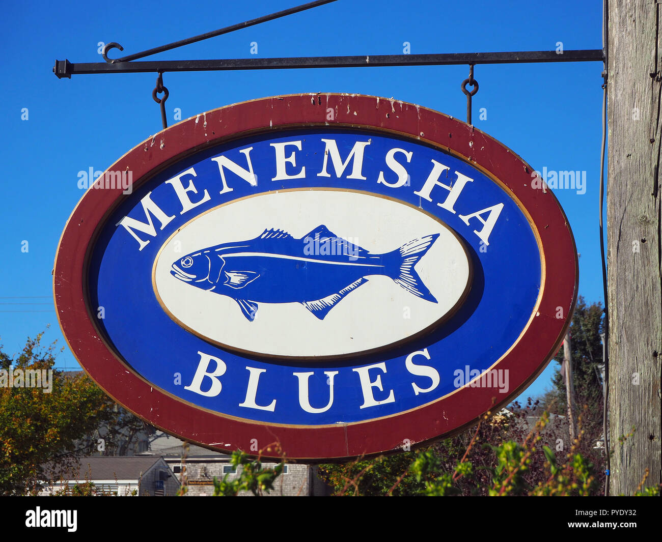 Menemsha Blues store sign, Martha's Vineyard, USA Stock Photo - Alamy