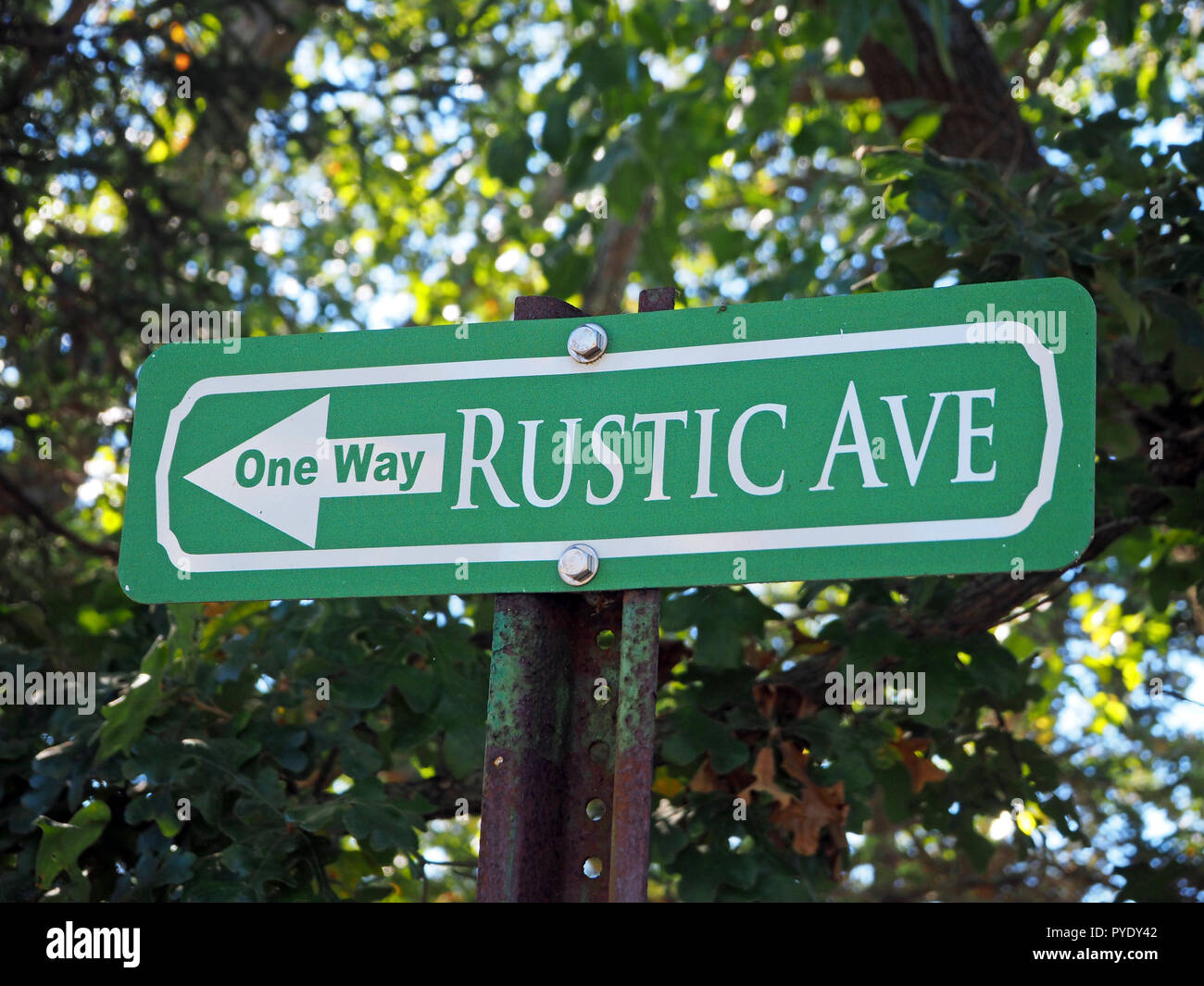 Rustic Ave street sign, Oak Bluffs, Martha's Vineyard, USA Stock Photo ...