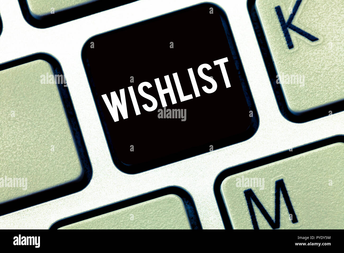 Text sign showing Wishlist. Conceptual photo List of desired but often ...