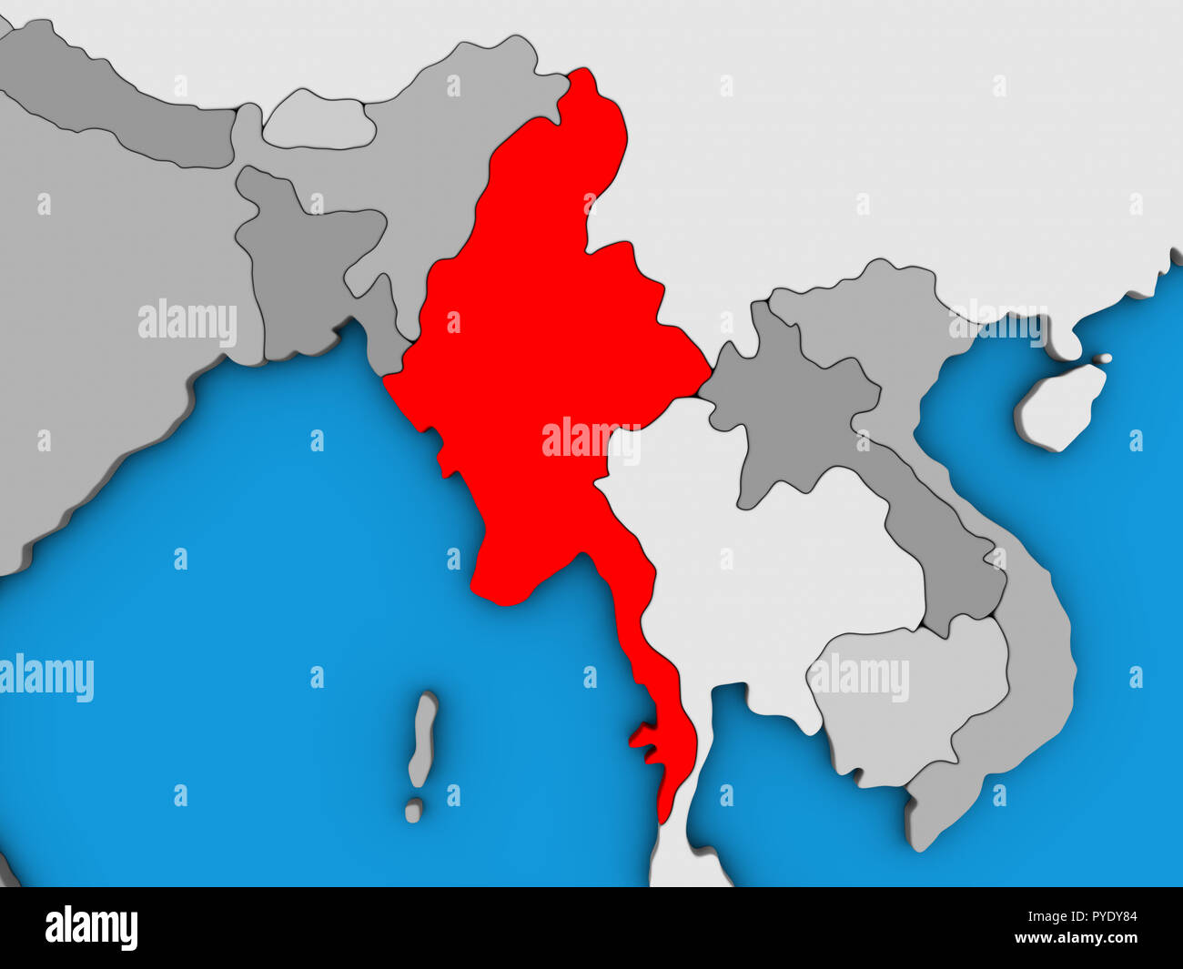 Myanmar on blue political 3D globe. 3D illustration Stock Photo - Alamy