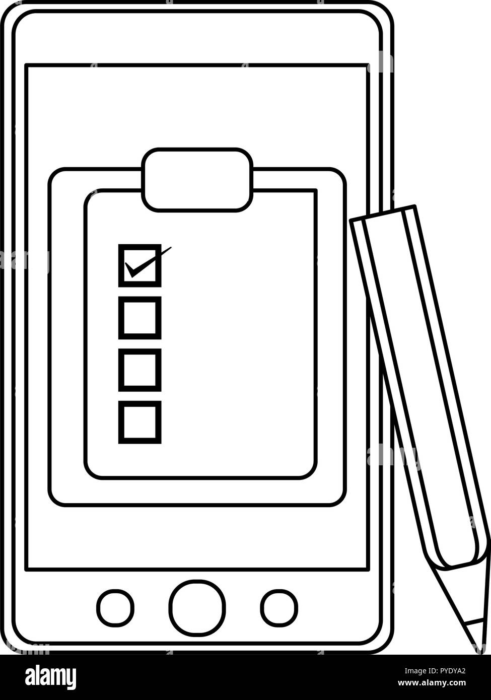 Smartphone with tasks in black and white Stock Vector Image & Art - Alamy