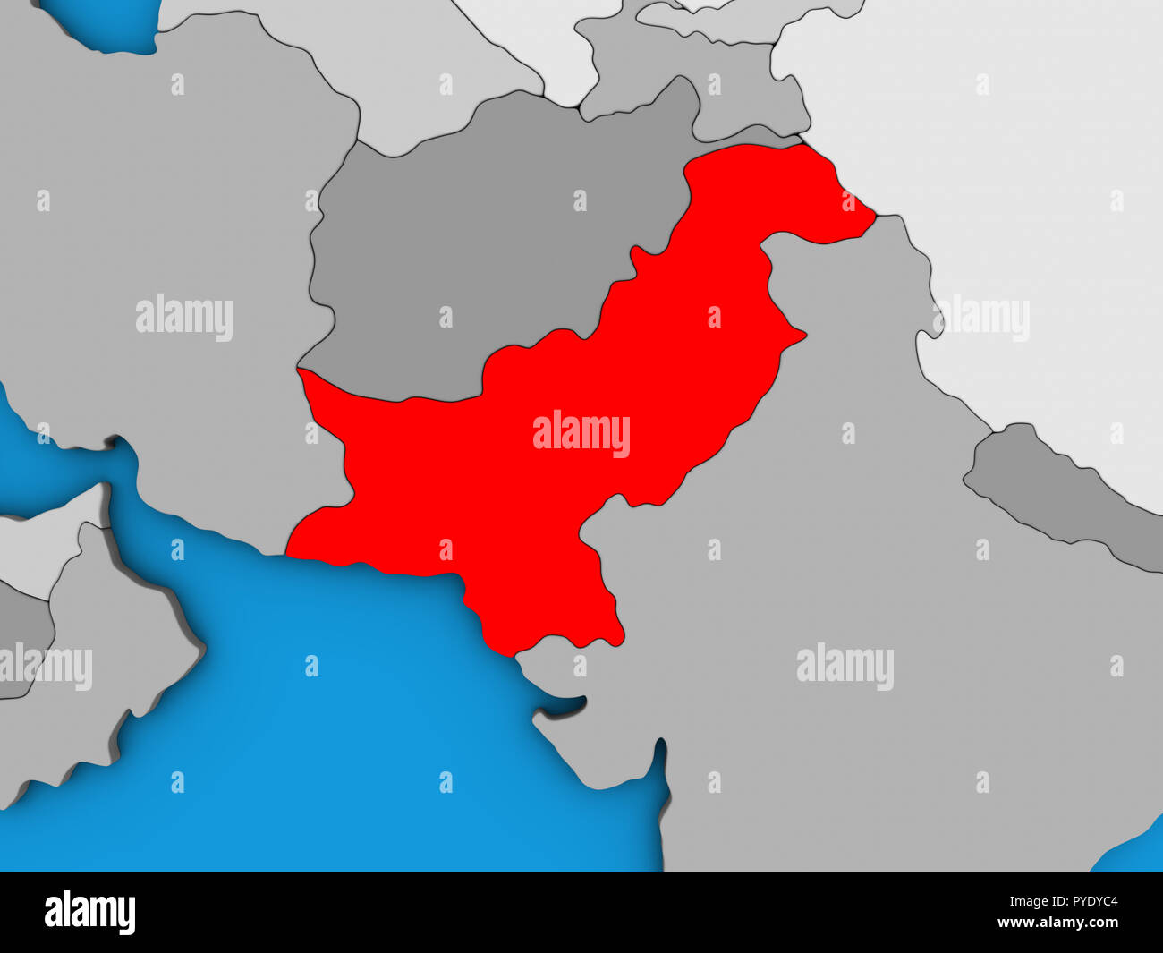 Pakistan on blue political 3D globe. 3D illustration Stock Photo - Alamy