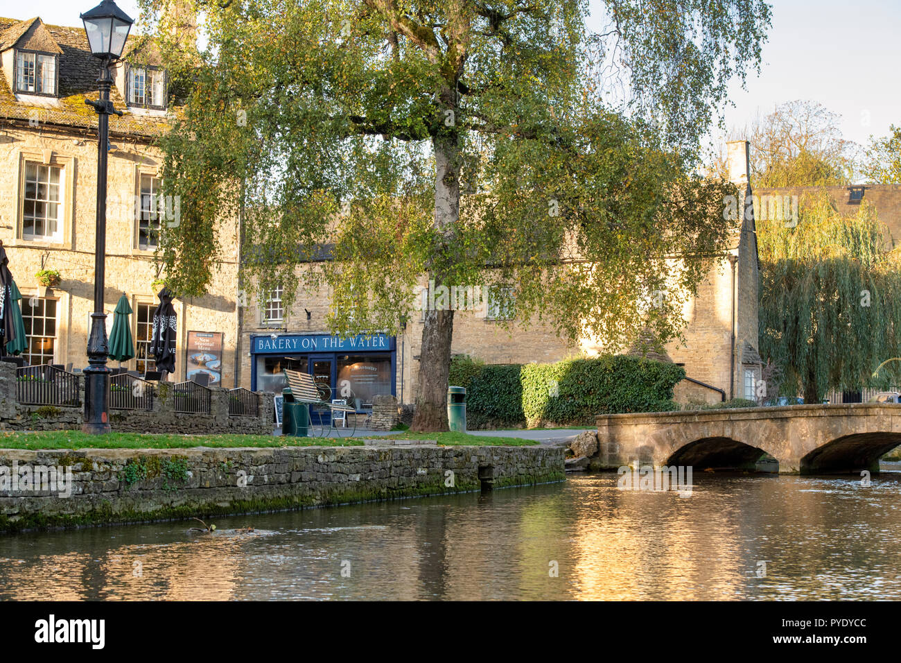 River windrush and the Bakery on the water shop in the early morning ...