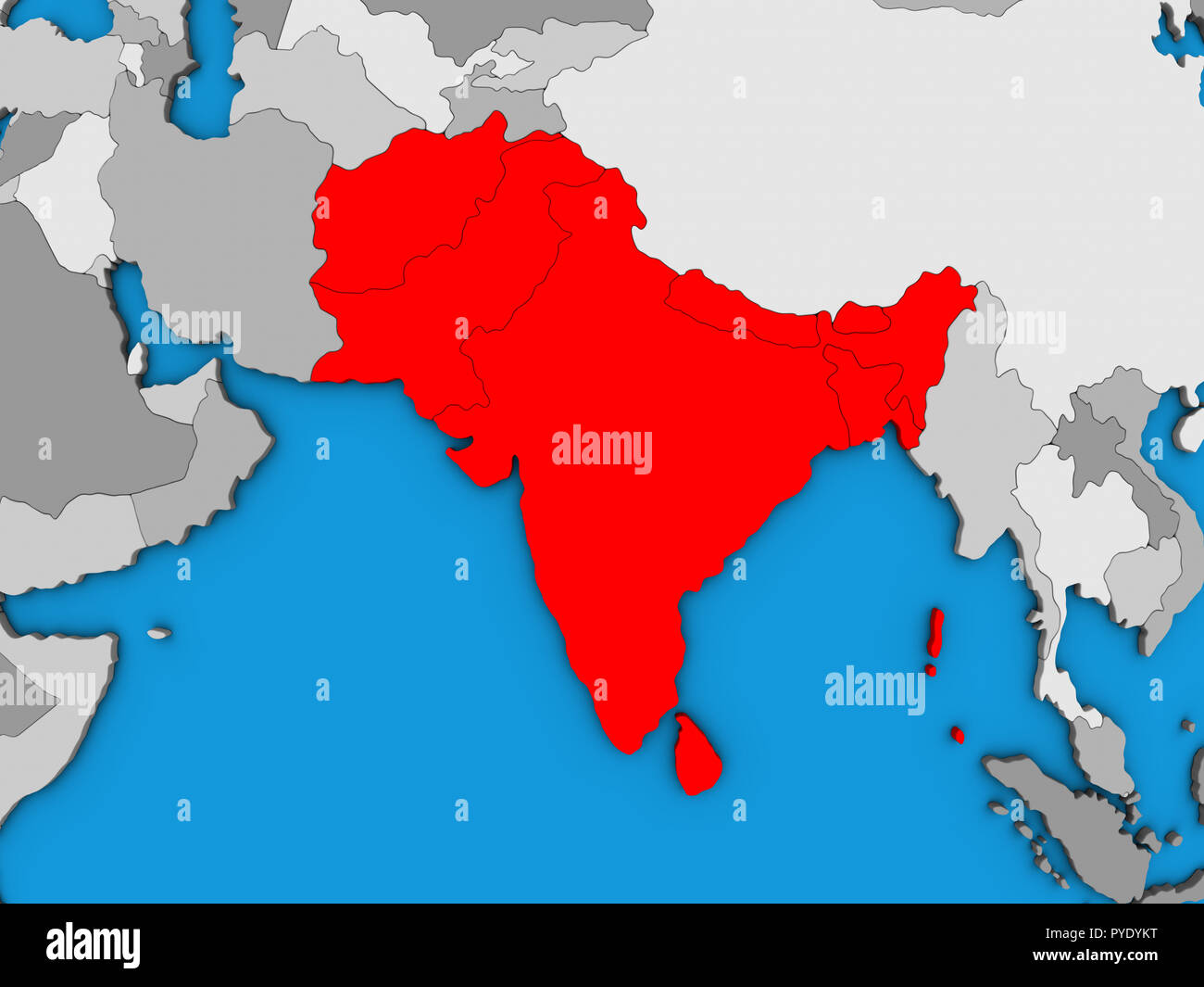 SAARC memeber states on blue political 3D globe. 3D illustration Stock ...
