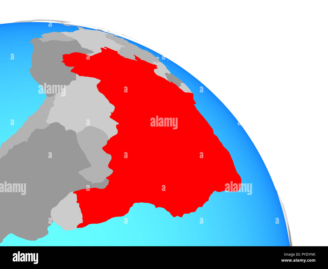 Brazil on simple blue political globe. 3D illustration Stock Photo - Alamy