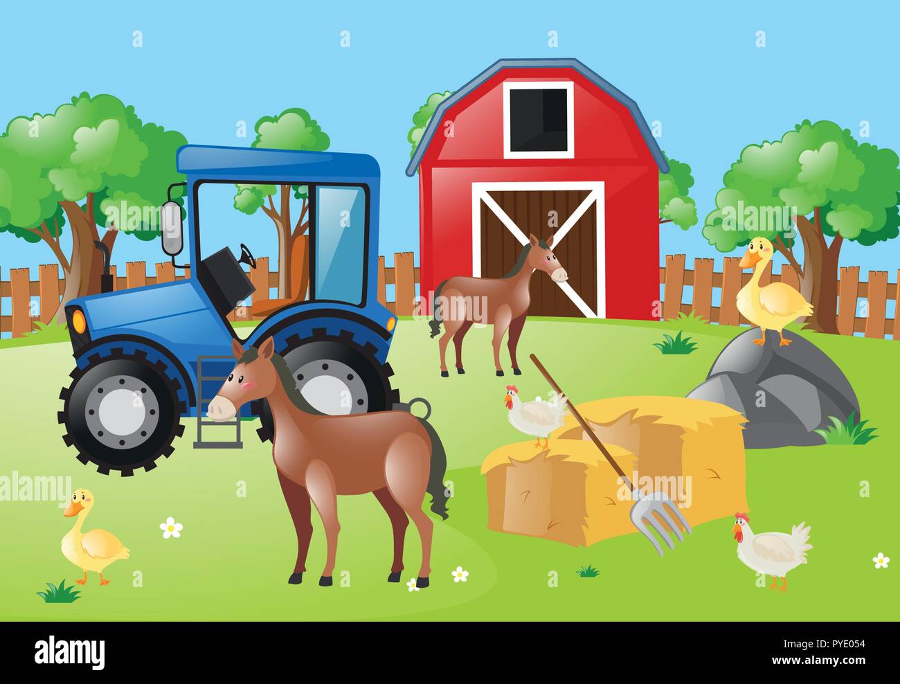 Farm animals living in the farm illustration Stock Vector Image & Art ...