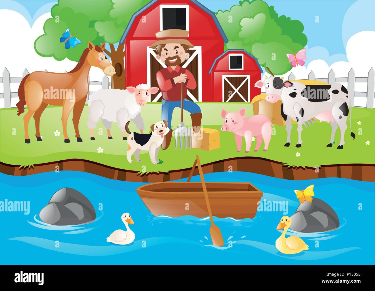 Sheep farmer and dog Stock Vector Images - Alamy