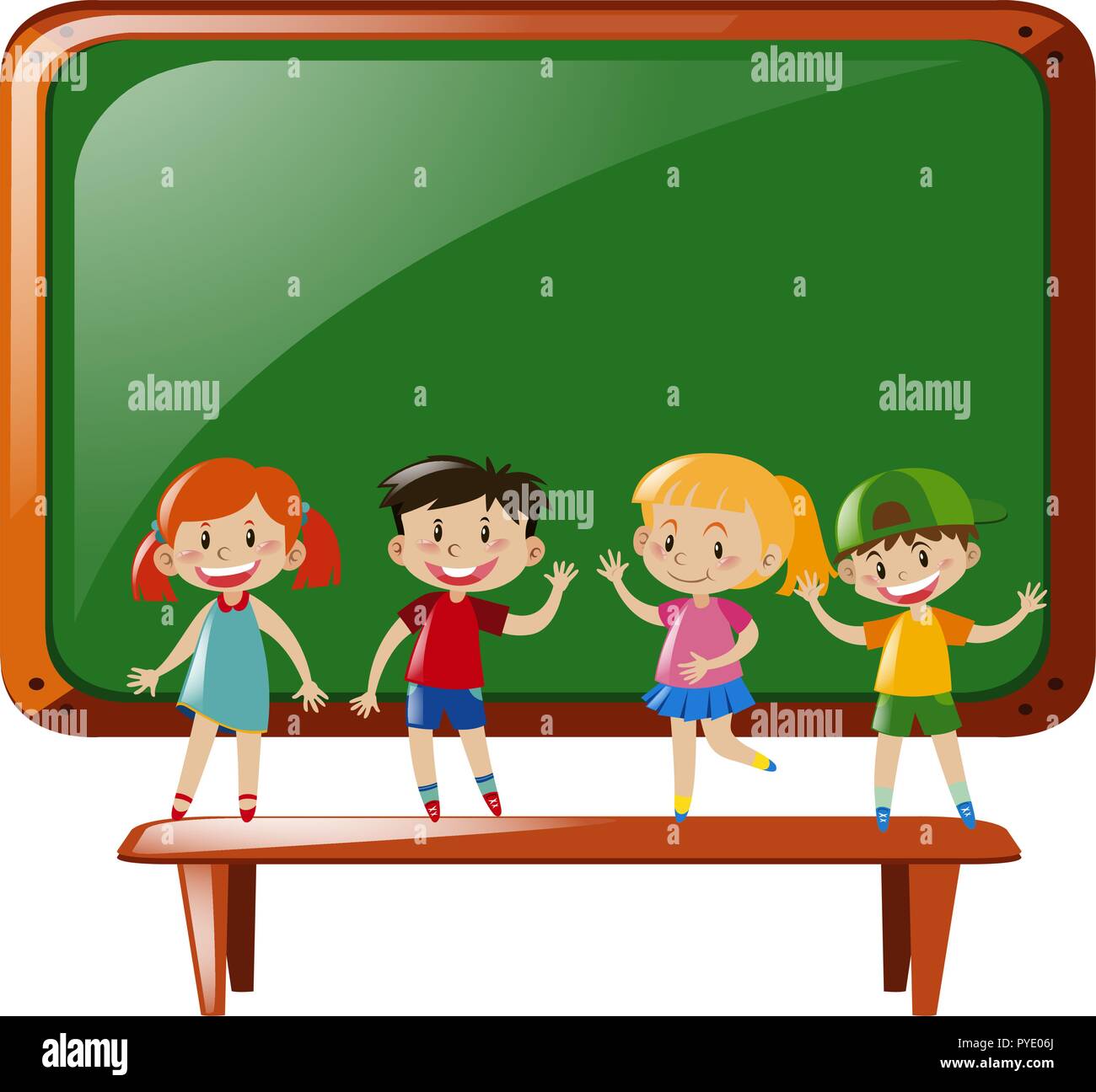 Boys and girls standing on table illustration Stock Vector Image & Art ...