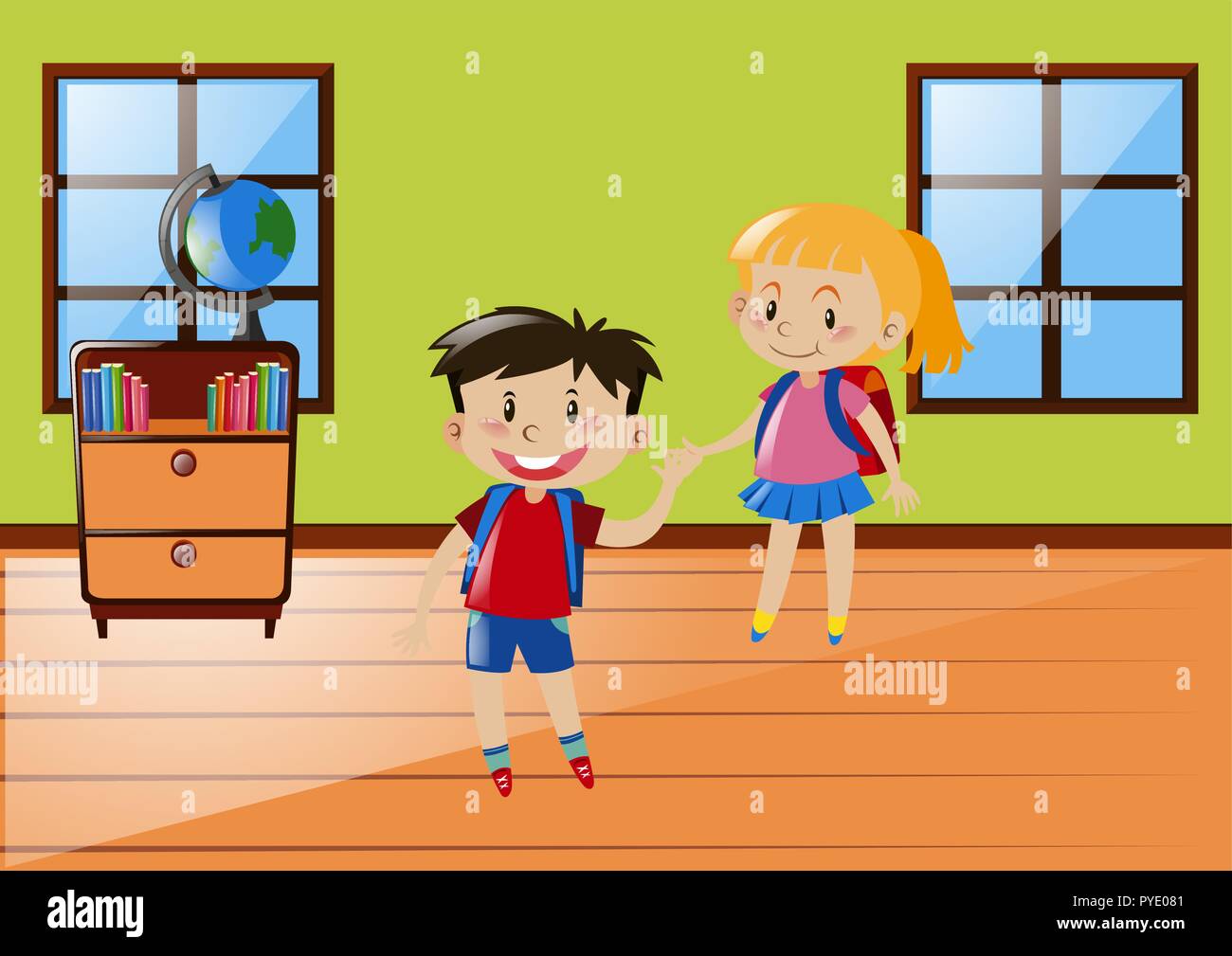 Two students in classroom illustration Stock Vector Image & Art - Alamy