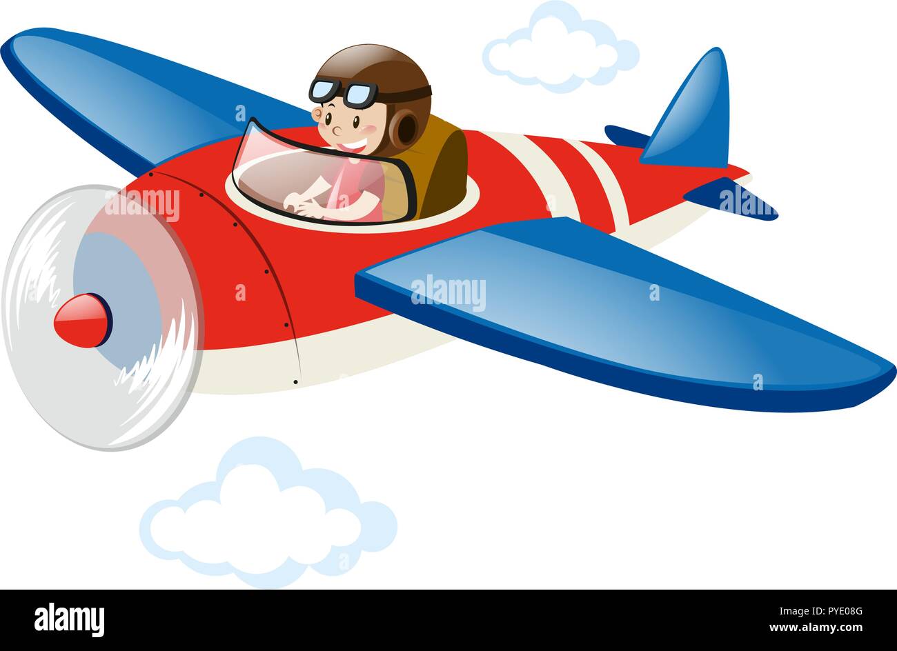 Pilot flying red airplane illustration Stock Vector Image & Art - Alamy