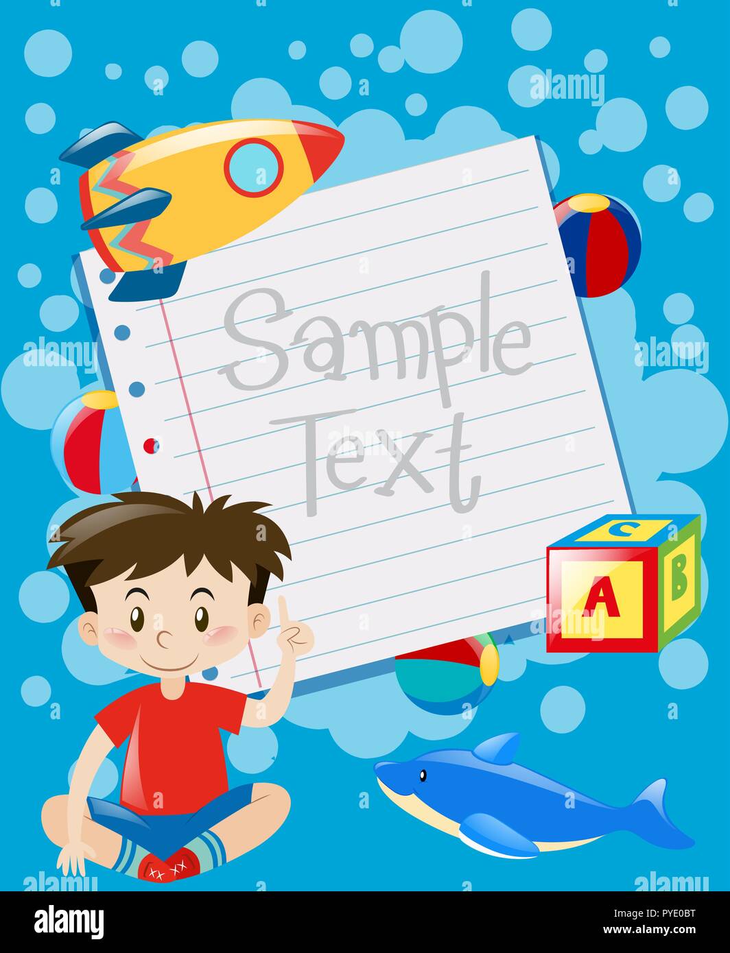 Paper design with boy and toys background illustration Stock Vector ...