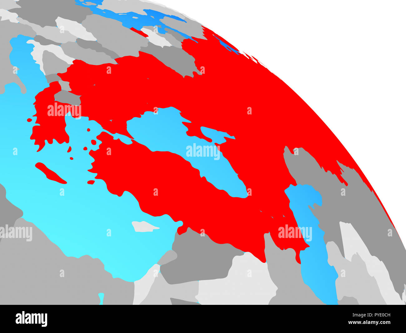 BSEC countries on simple blue political globe. 3D illustration Stock ...