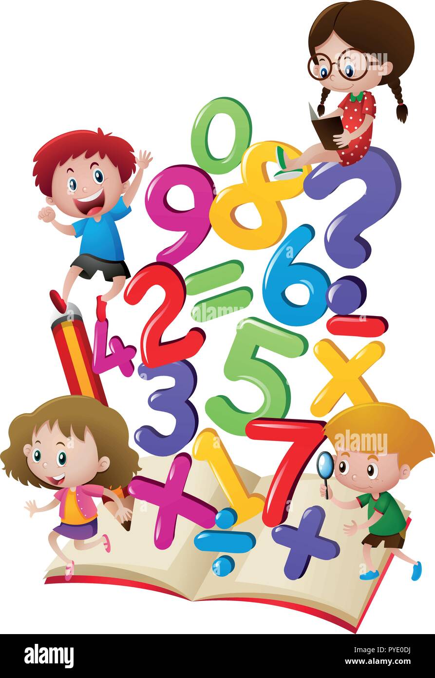 Kids and numbers in the book illustration Stock Vector Image & Art - Alamy