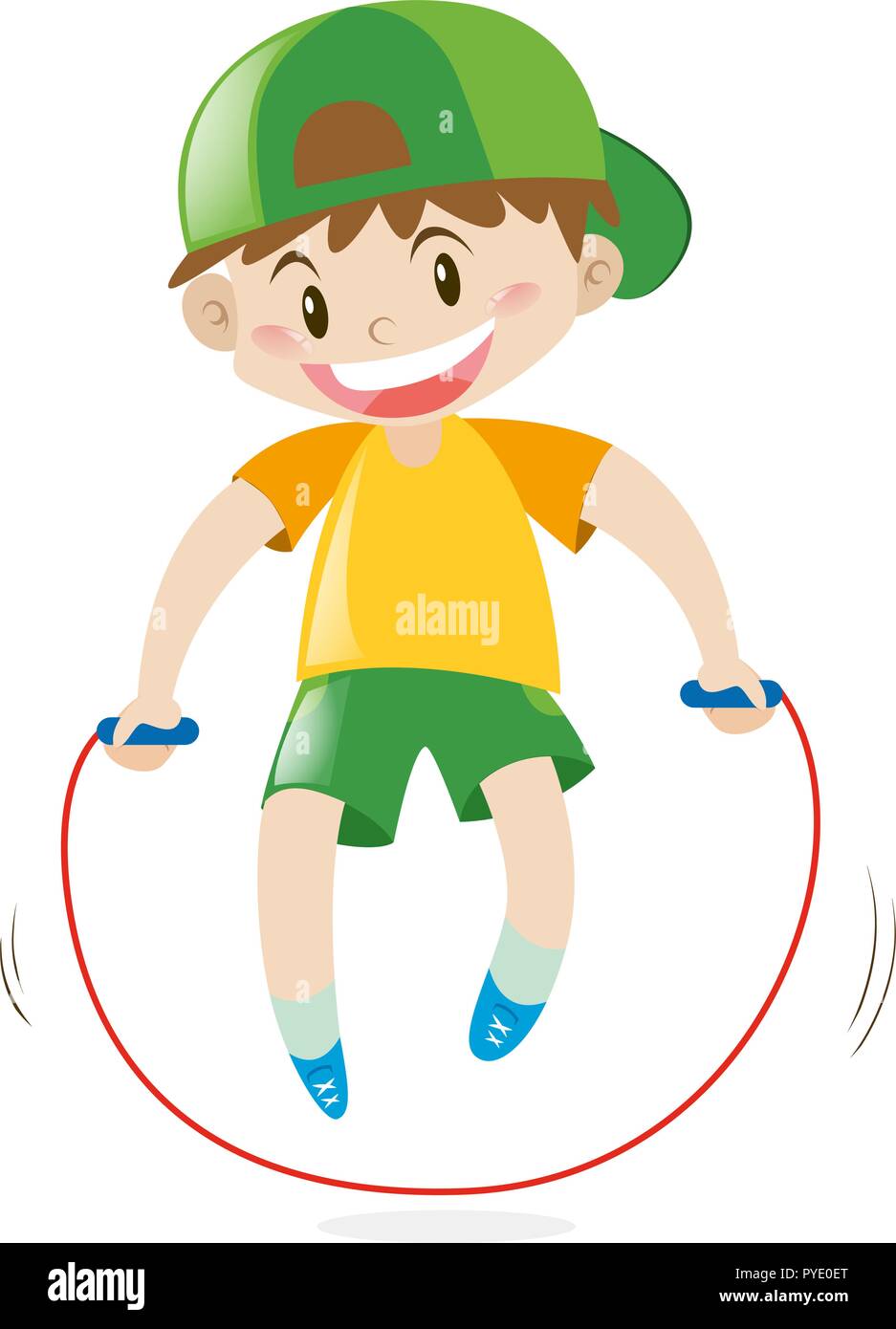 Little boy jumping rope alone illustration Stock Vector Image & Art - Alamy