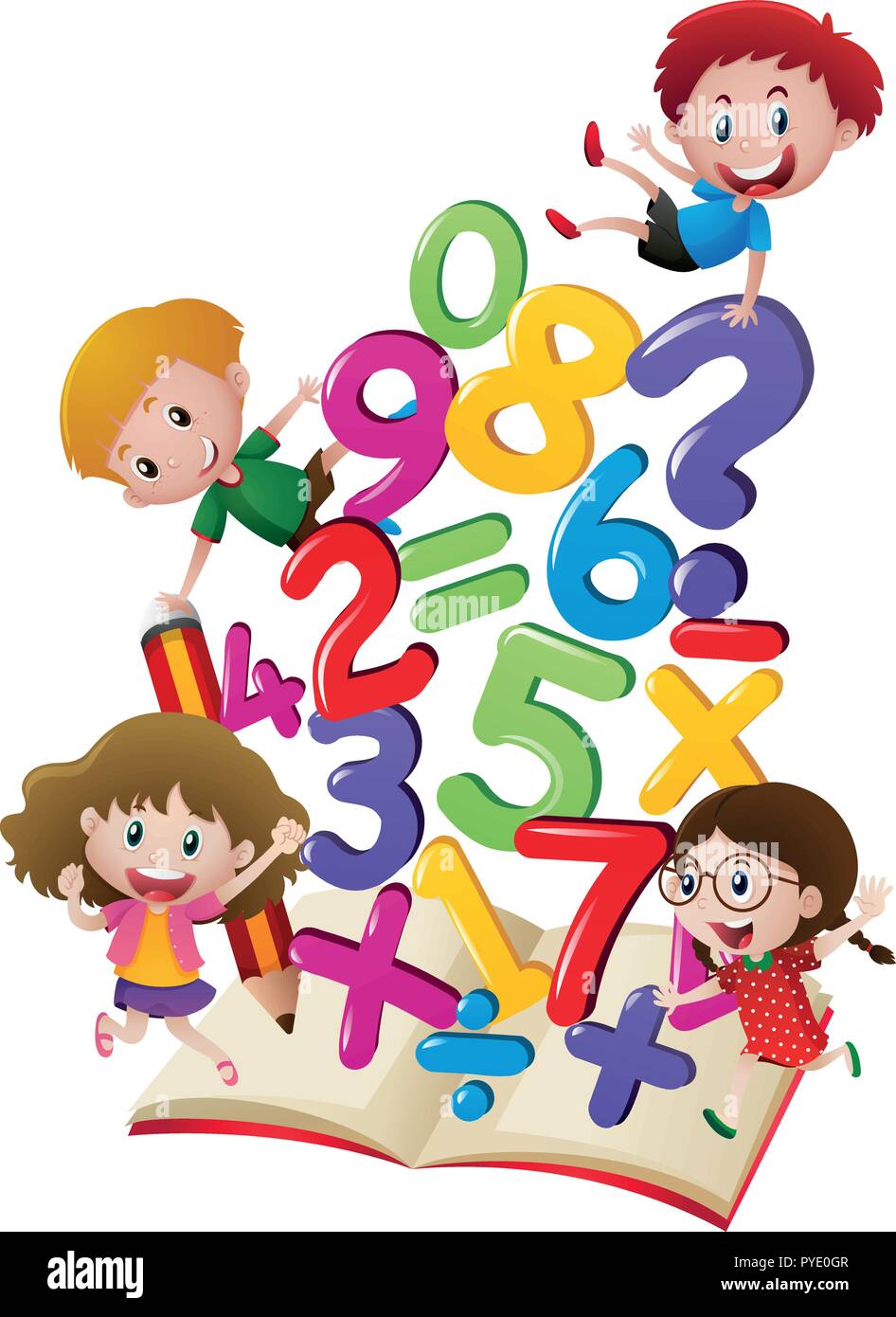 Many children with numbers in the book illustration Stock Vector Image ...