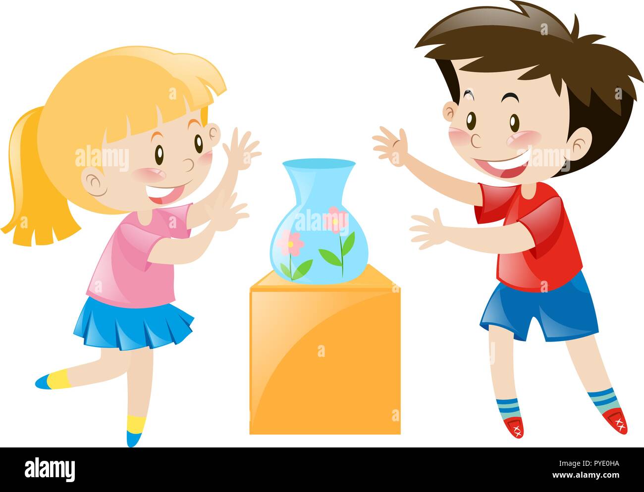 Two kids and empty vase illustration Stock Vector Image & Art - Alamy
