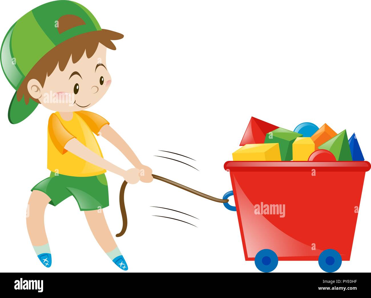 Boy pulling cart fullo of blocks illustration Stock Vector Image & Art ...