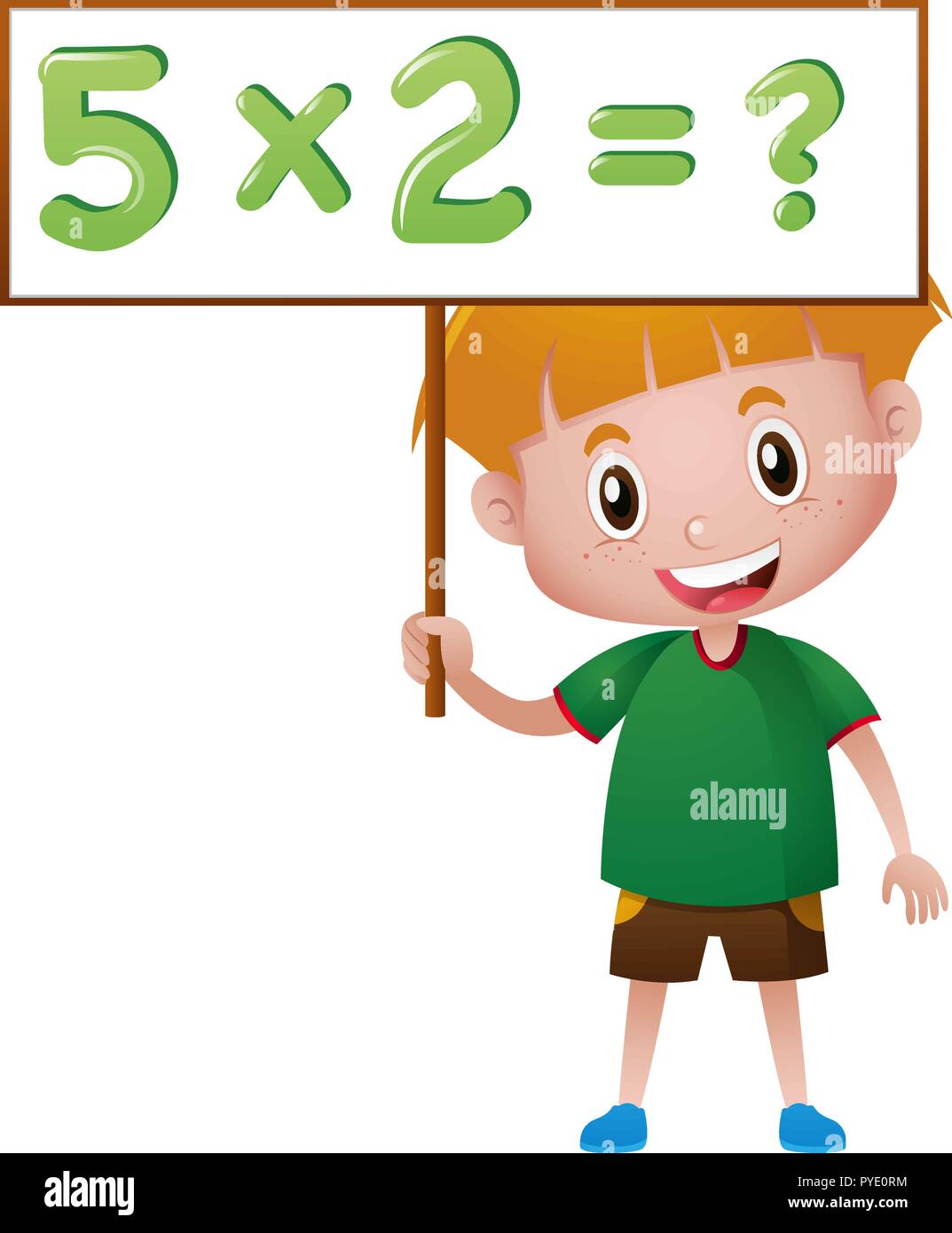 Boy holding board with math queation illustration Stock Vector Image ...