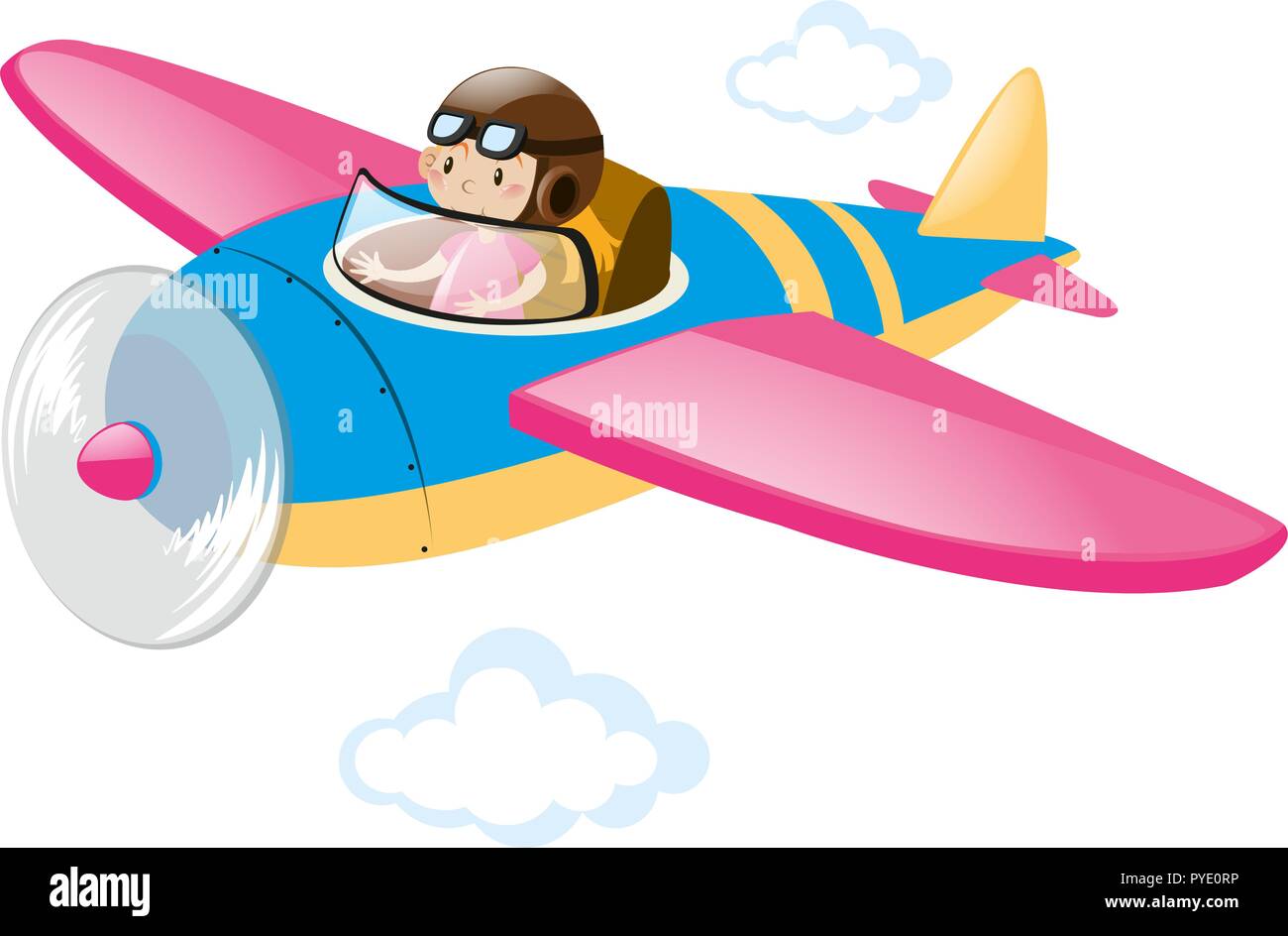 Pilot flying in colorful airplane illustration Stock Vector Image & Art ...