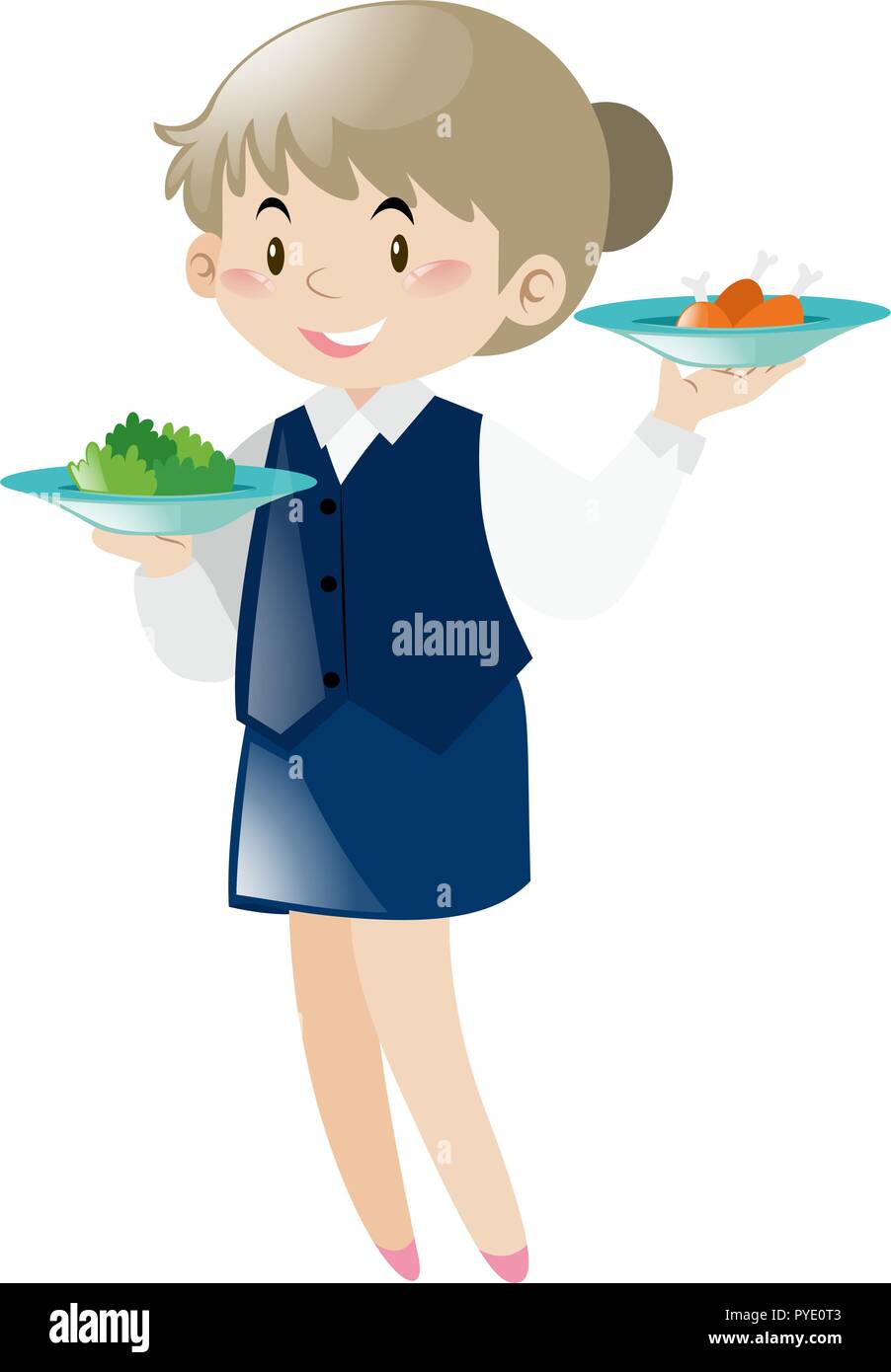 Waitress food restaurant serving plate Stock Vector Images - Alamy