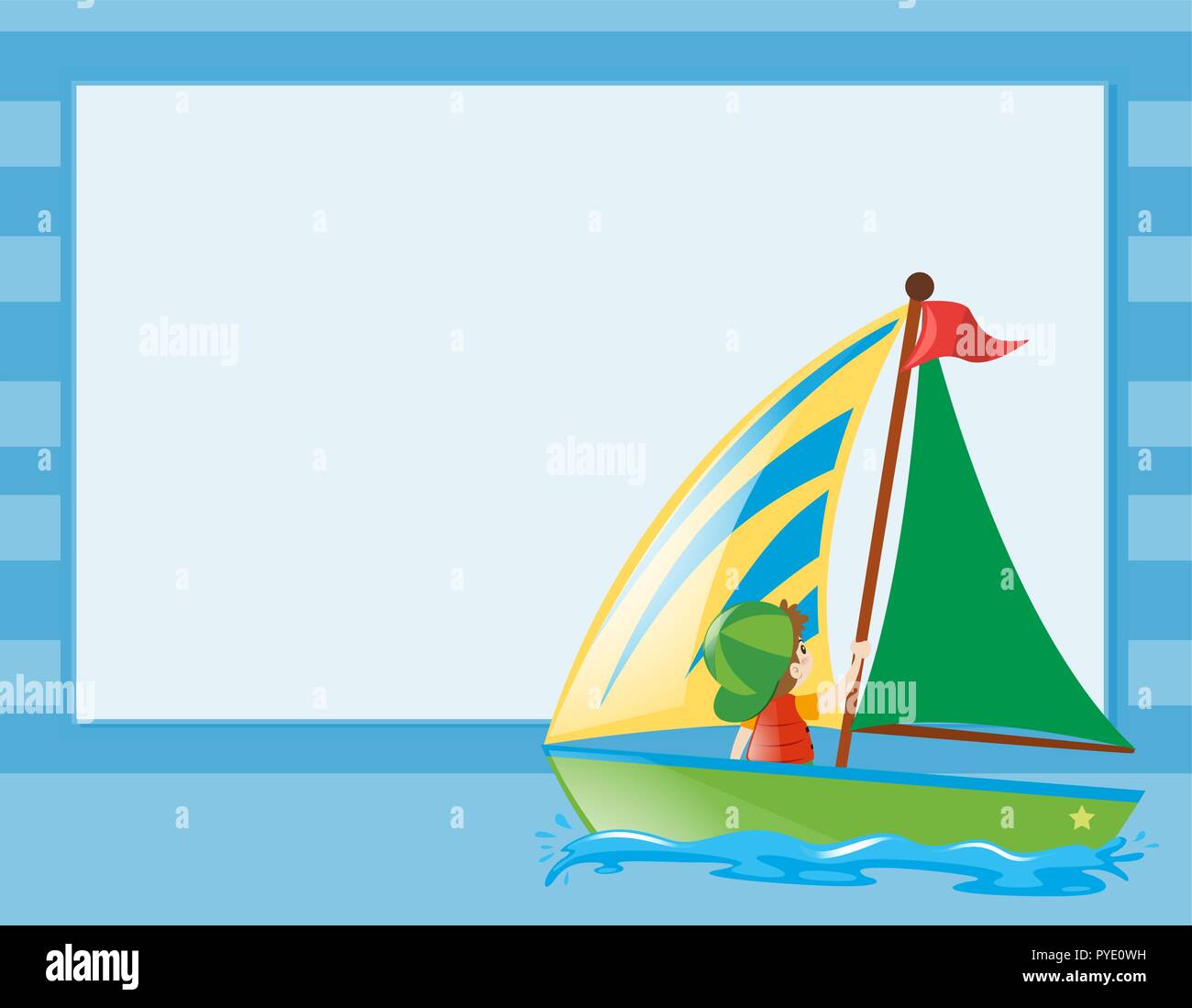 Border design with boy sailing illustration Stock Vector Image & Art ...