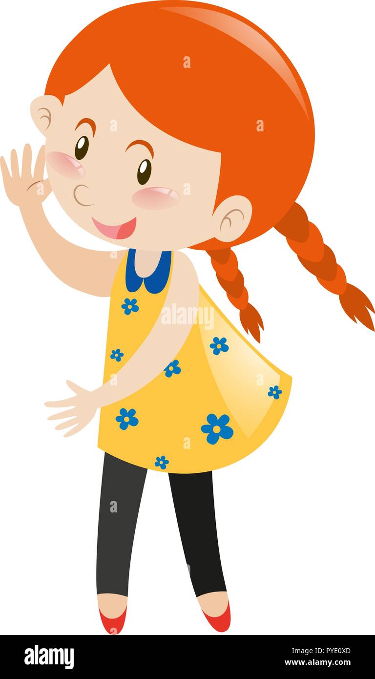 Happy girl waving hello illustration Stock Vector Image & Art - Alamy