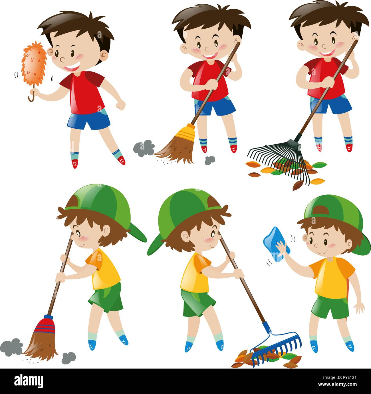 Children Doing Chores Clipart