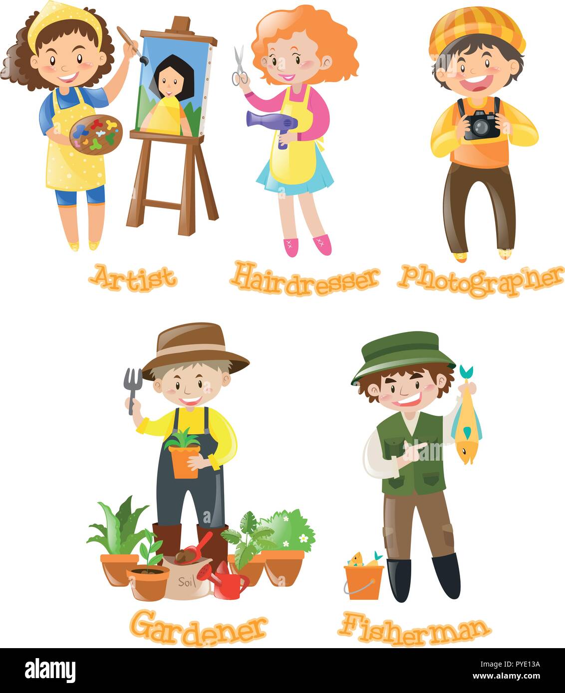 Men and women doing different jobs illustration Stock Vector Image ...