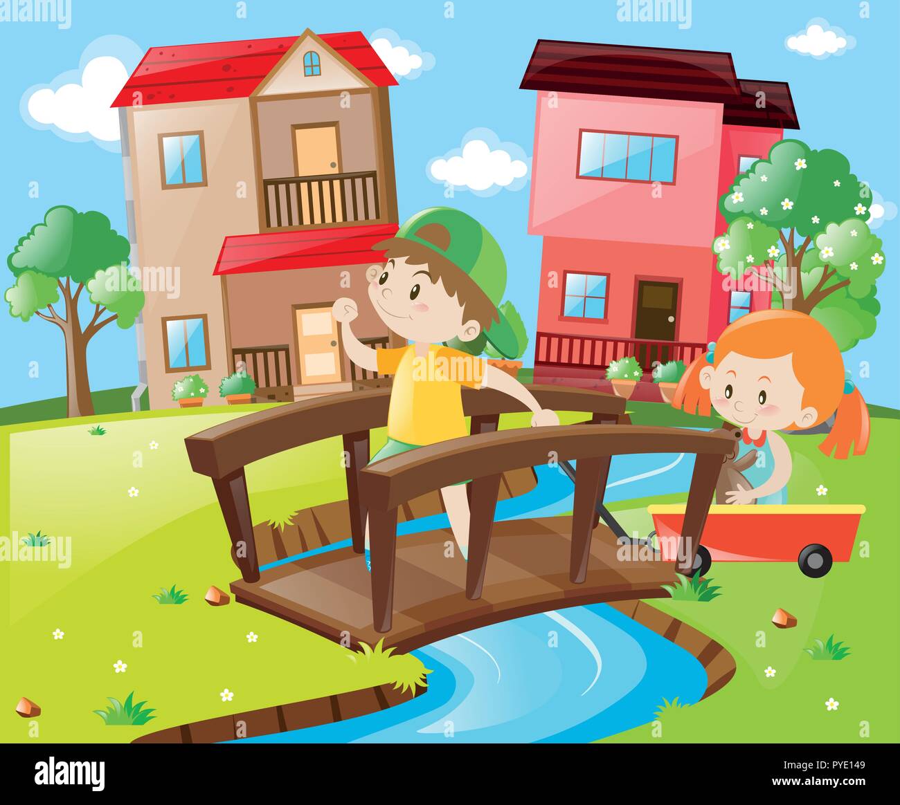 Boy kids crossing Stock Vector Images - Alamy