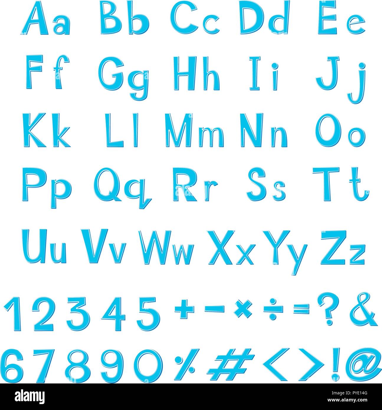 Font design for english alphabets in blue illustration Stock Vector ...