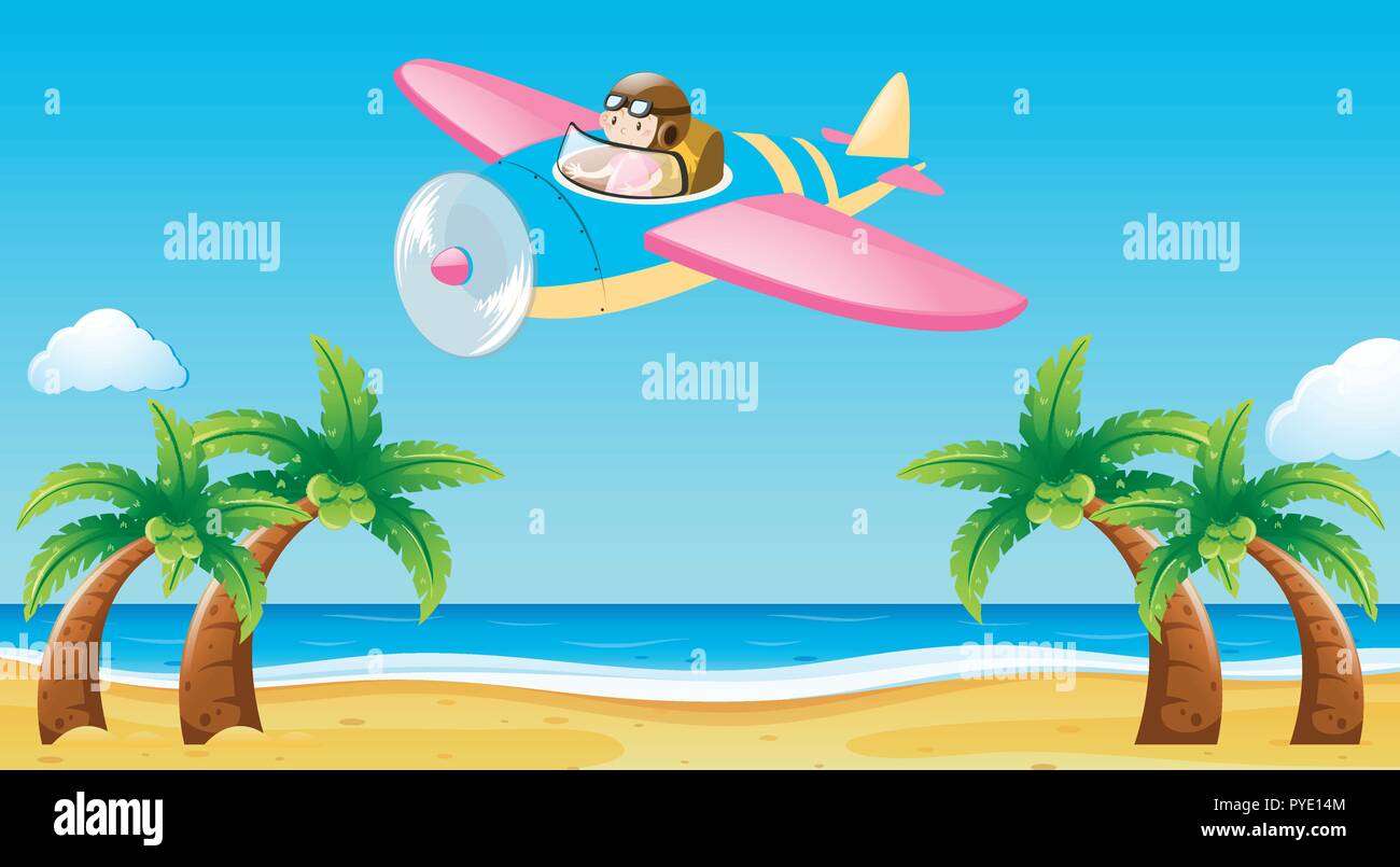 Airplane flying over beach Stock Vector Images - Alamy