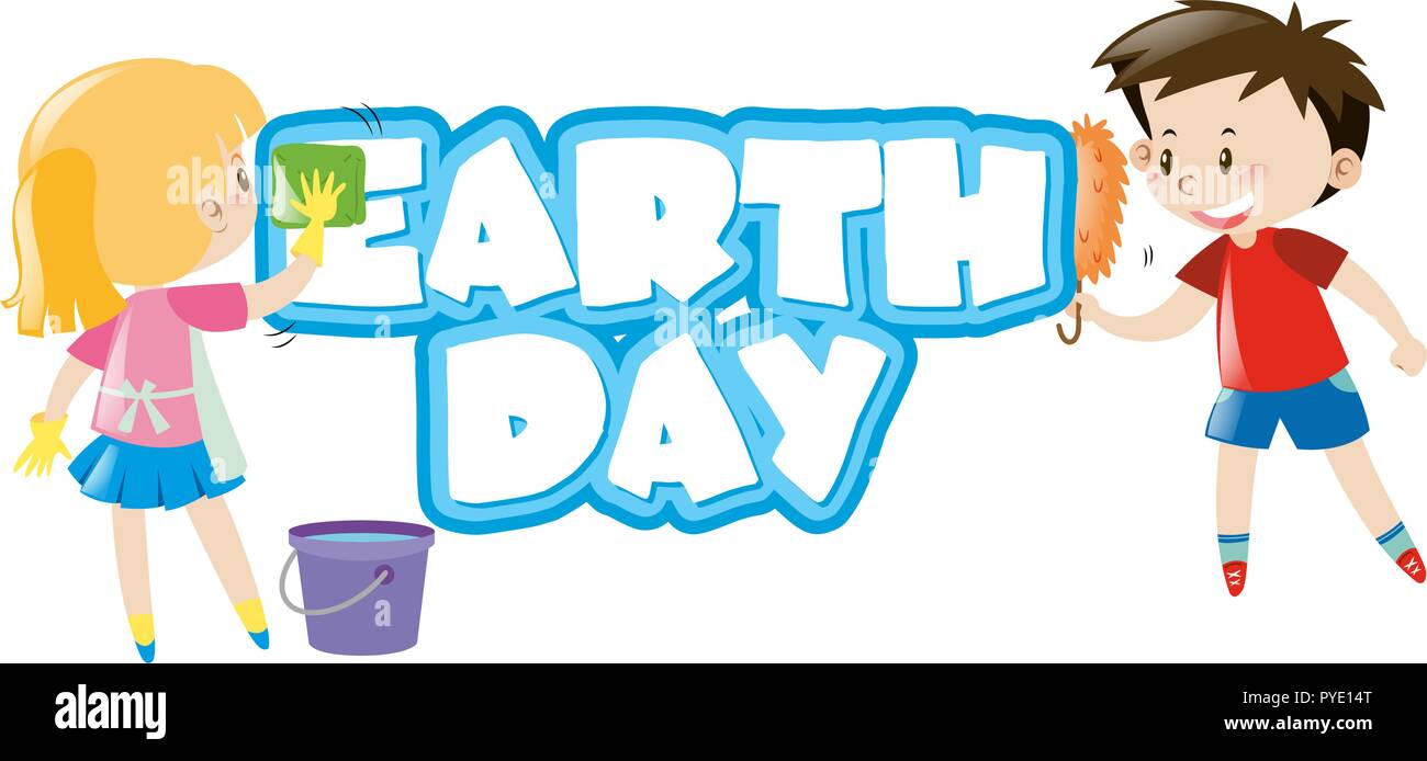 Poster design with children and earth day illustration Stock Vector ...