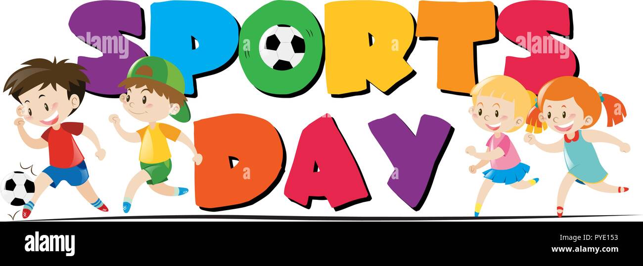 Sport day theme with kids playing sports illustration Stock Vector ...