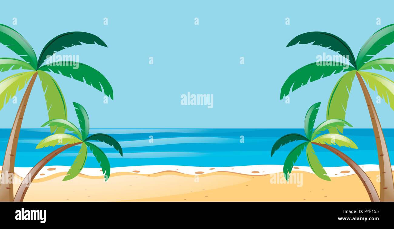 Nature scene with trees on the beach illustration Stock Vector Image ...
