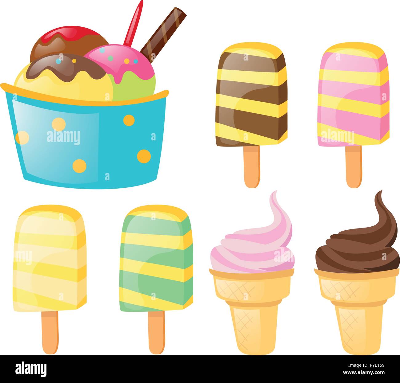Ice cream and popsicles set illustration Stock Vector Image & Art - Alamy