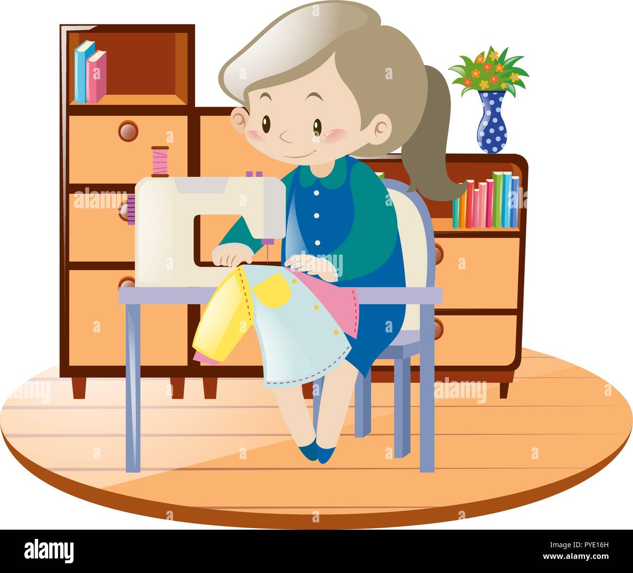 Woman sewing machine Stock Vector Images - Alamy
