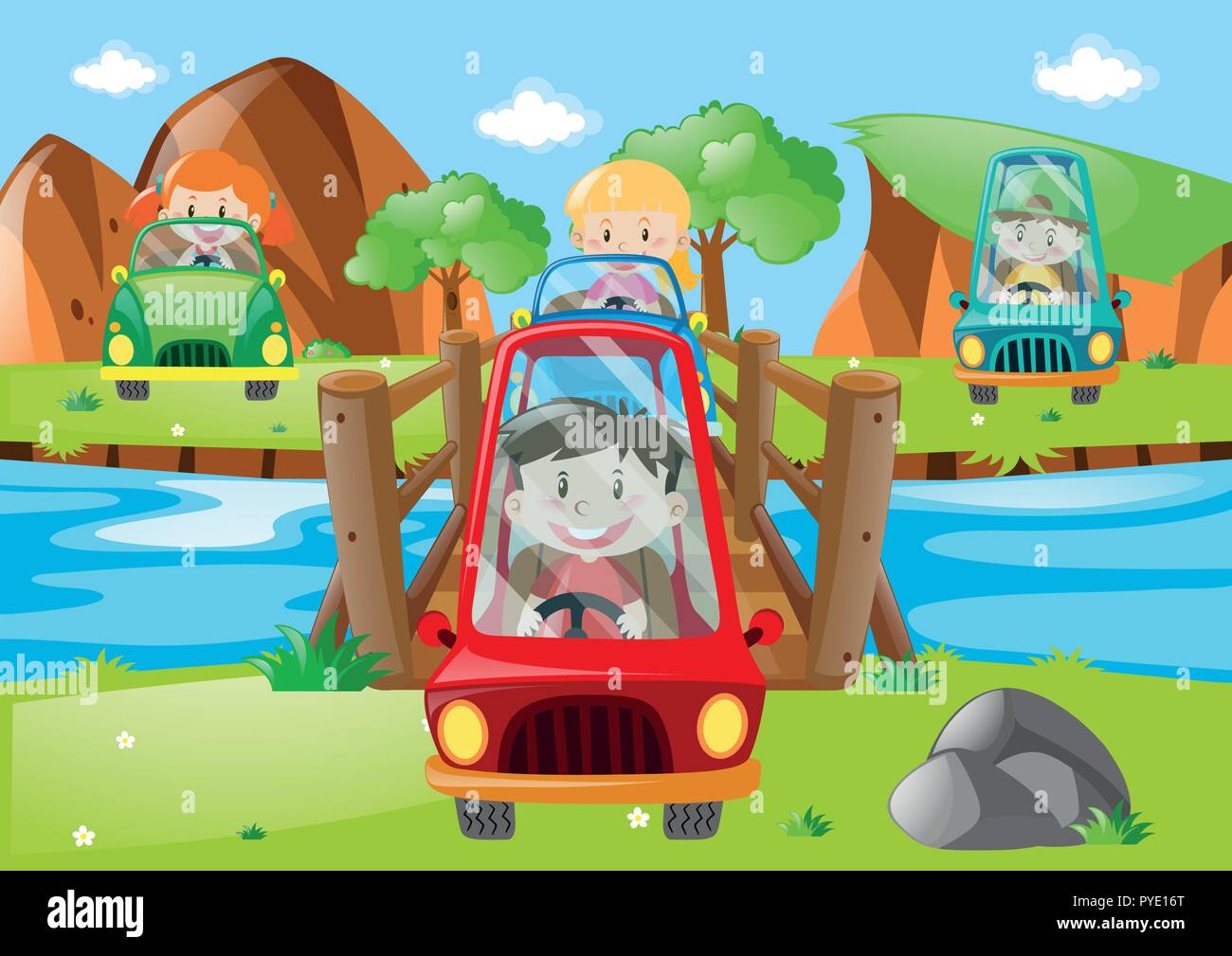 Driving across bridge Stock Vector Images - Alamy