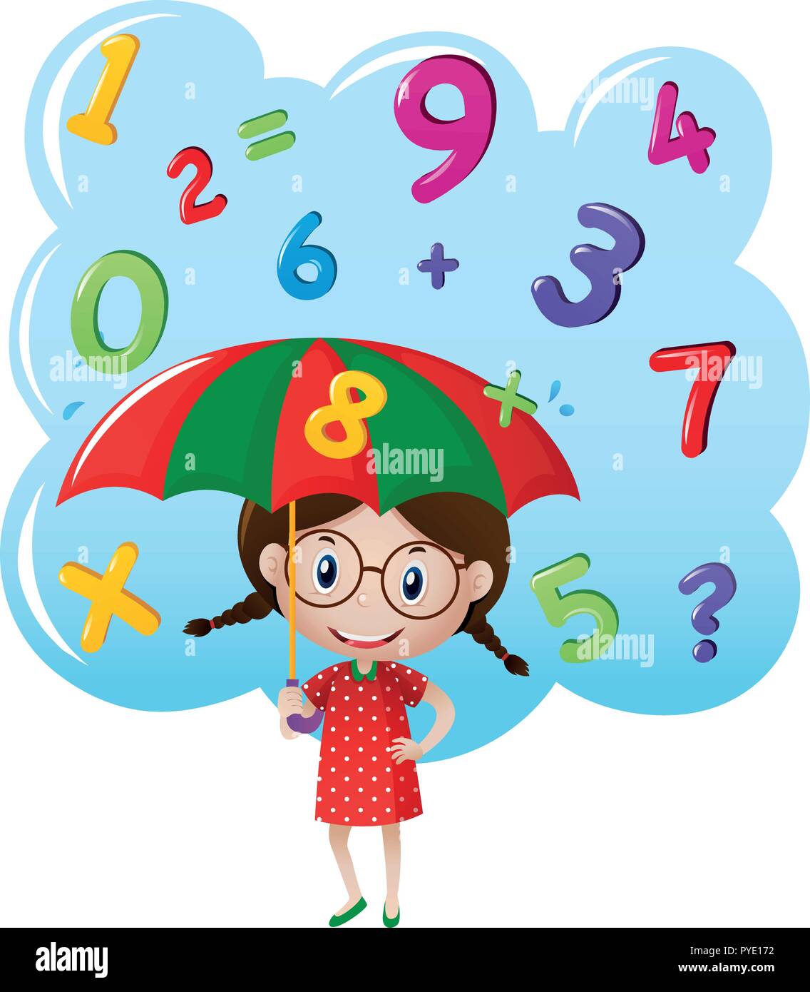 Little girl with number rain illustration Stock Vector Image & Art - Alamy