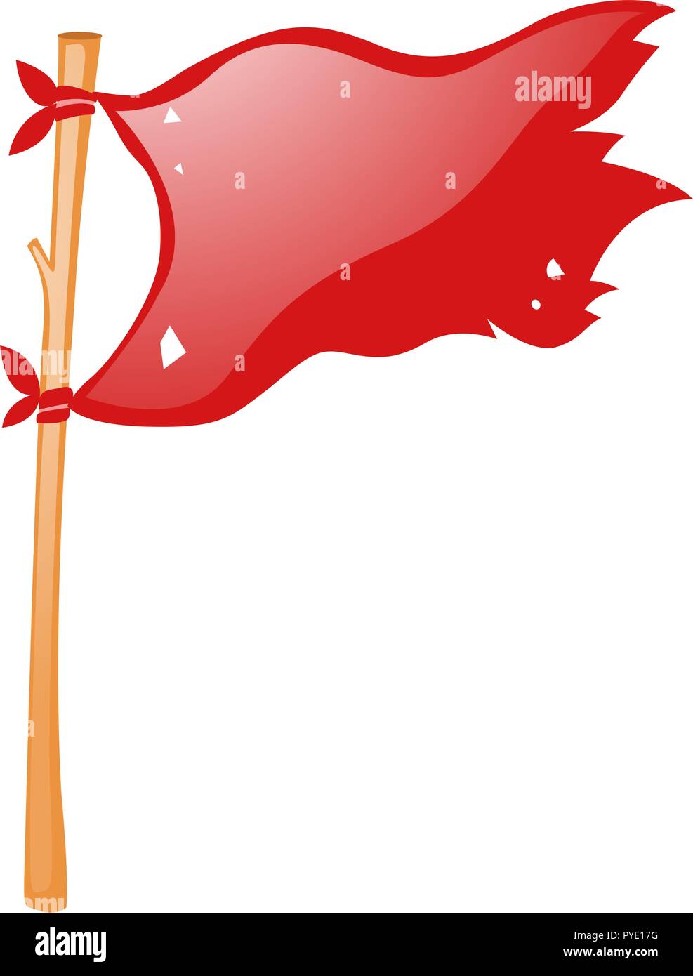 Red flag on wooden stick illustration Stock Vector Image & Art - Alamy