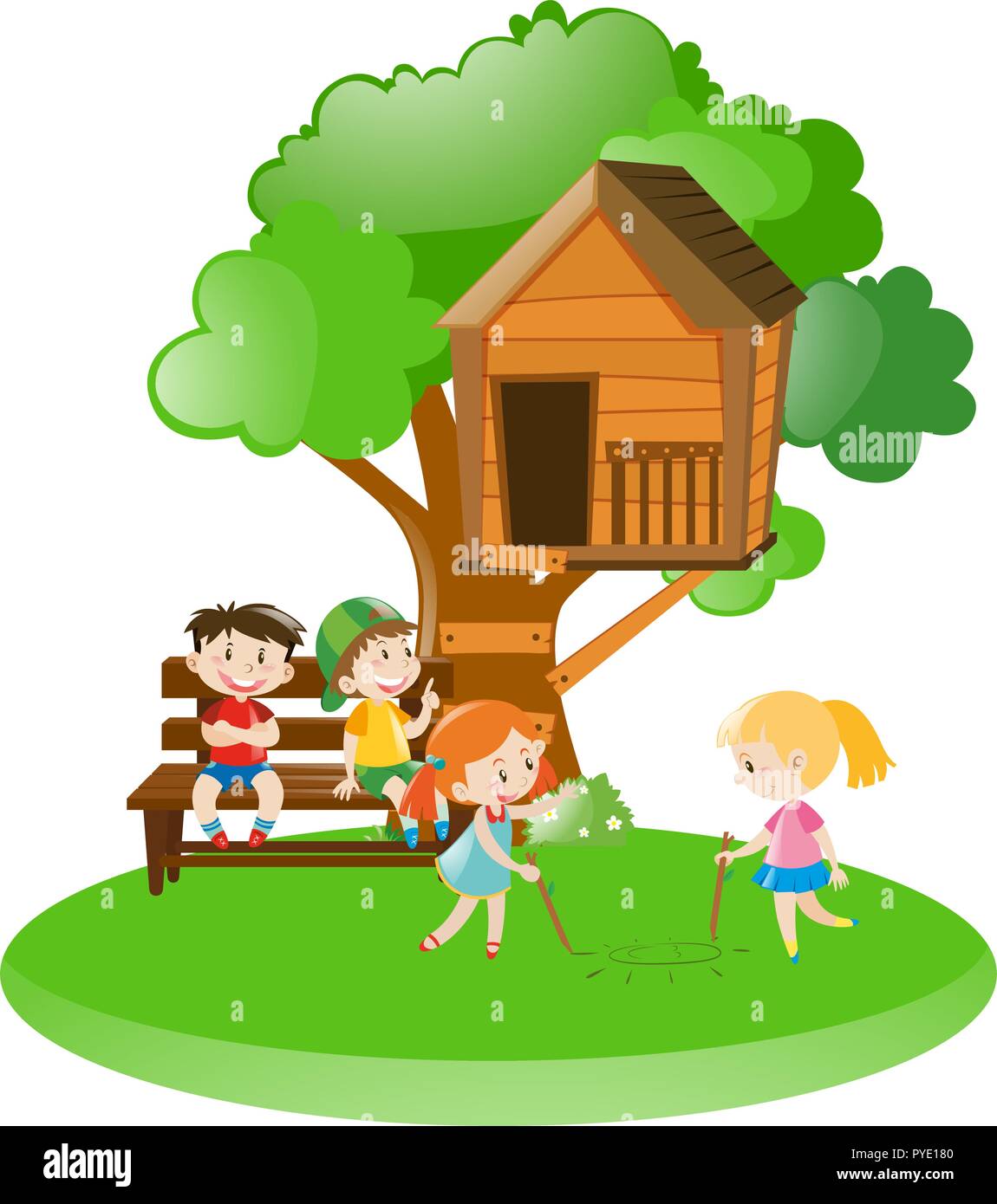Childrens treehouse Stock Vector Images - Alamy