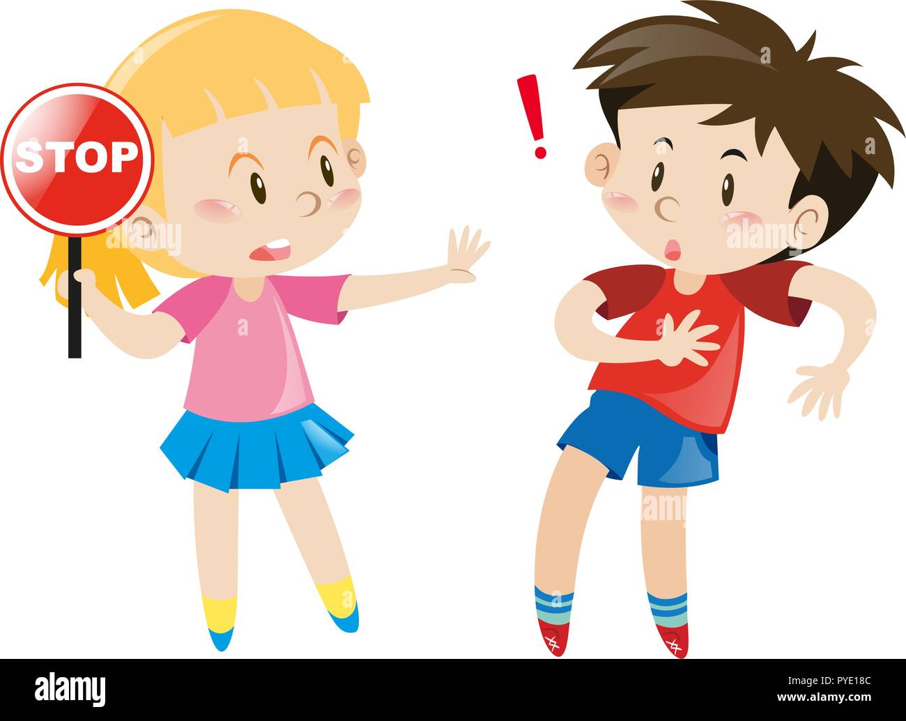 Girl holding stop sign illustration Stock Vector Image & Art - Alamy