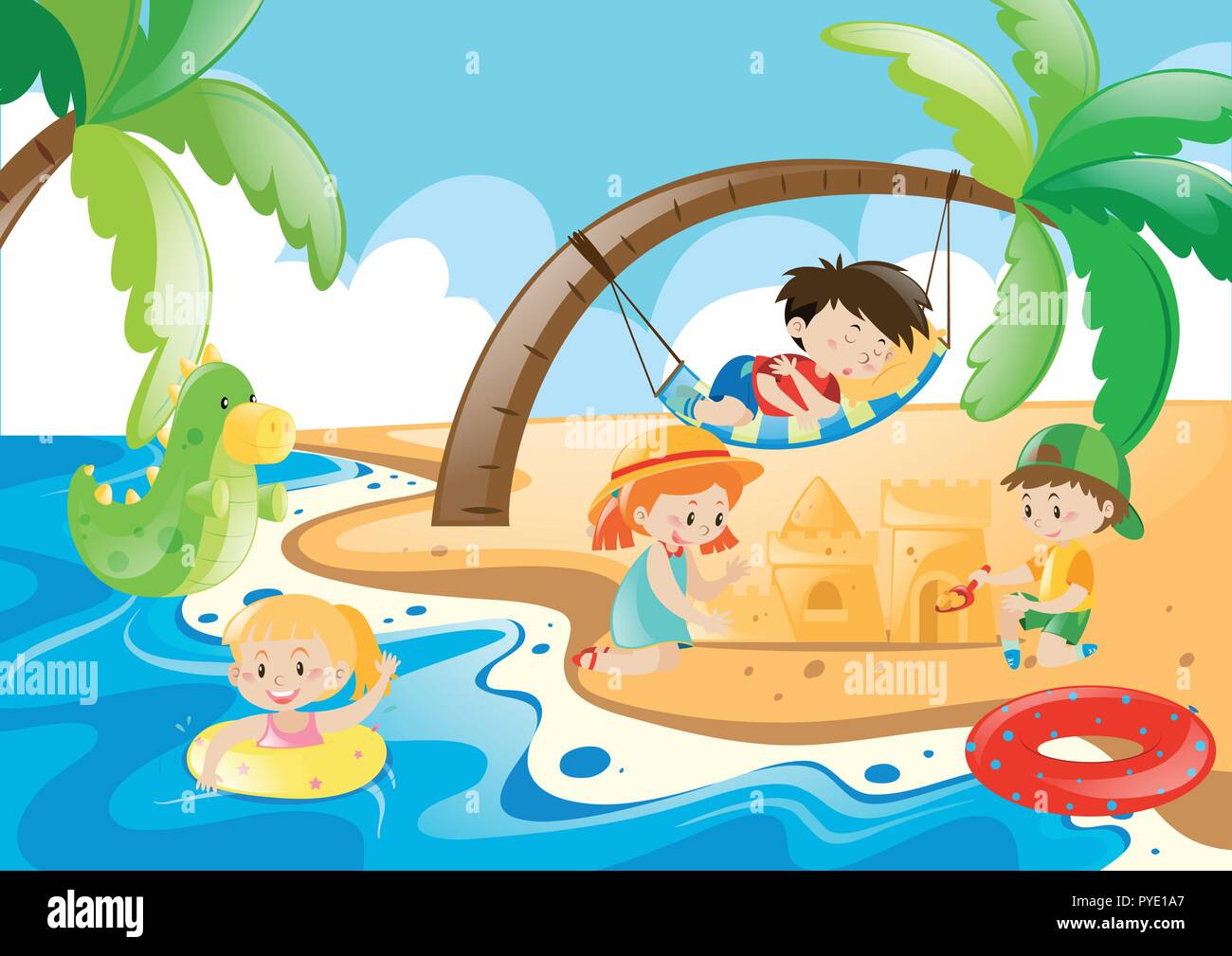 Kids At The Beach Clip Art
