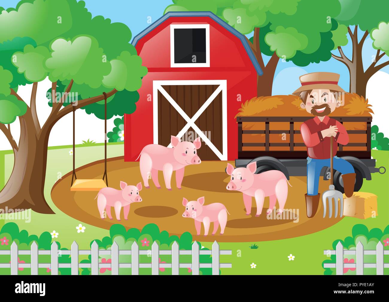 Pigs field Stock Vector Images - Alamy
