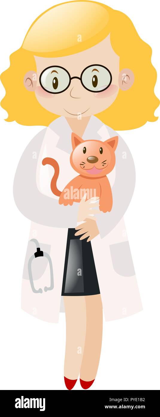 Female vet hugging pet cat illustration Stock Vector Image & Art - Alamy