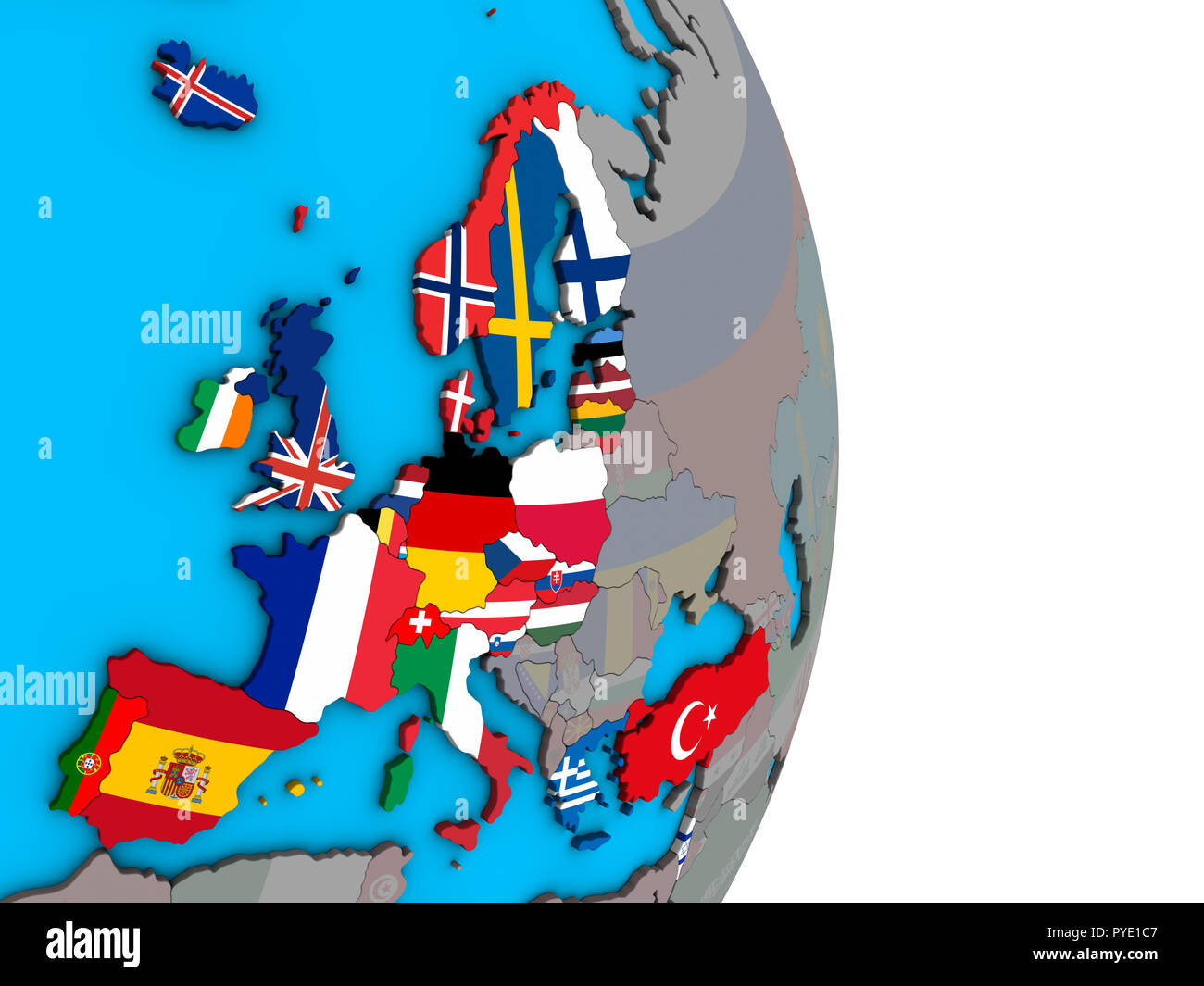 OECD European members with embedded national flags on simple political ...