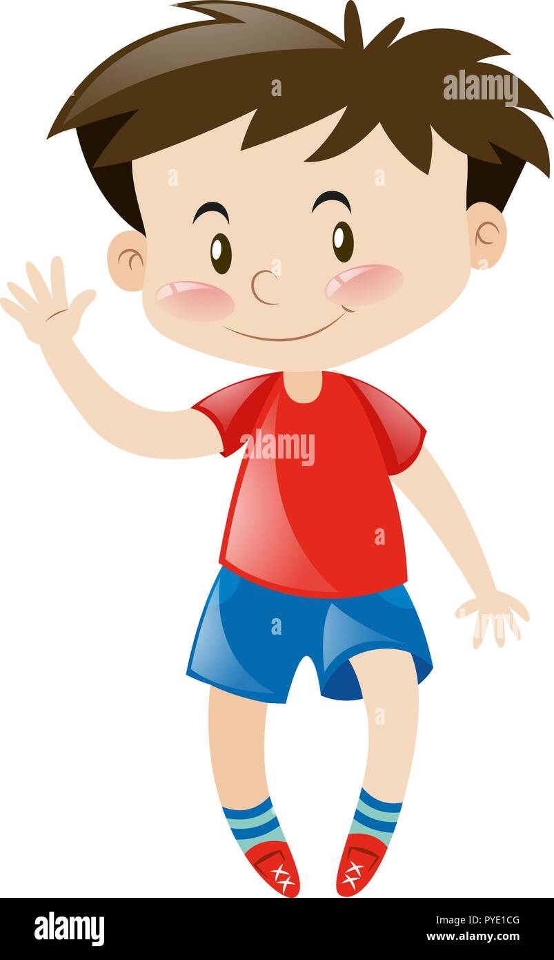 Little boy in red greeting hello illustration Stock Vector Image & Art ...
