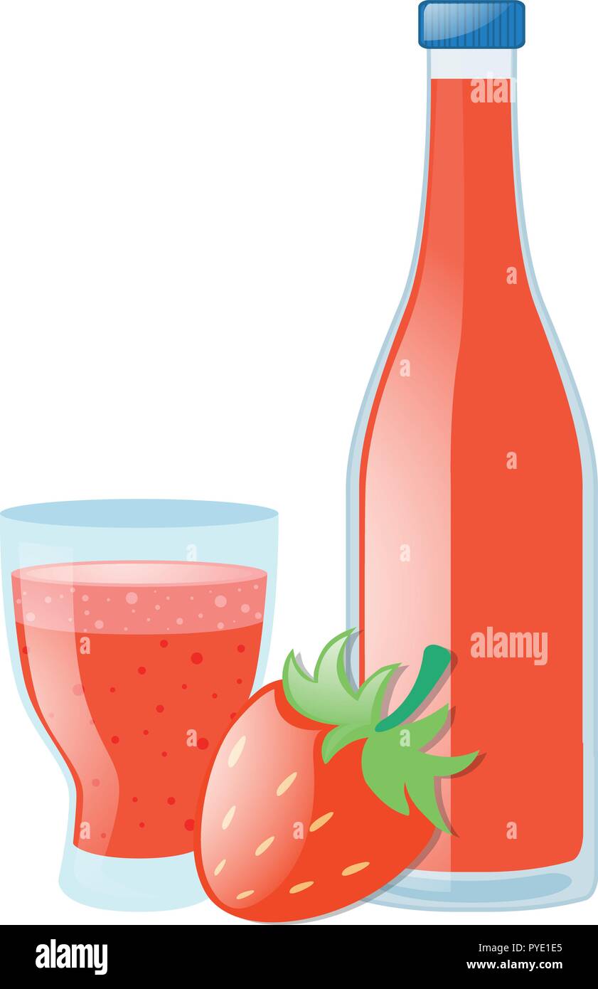 Fresh strawberry and juice in glass illustration Stock Vector Image ...