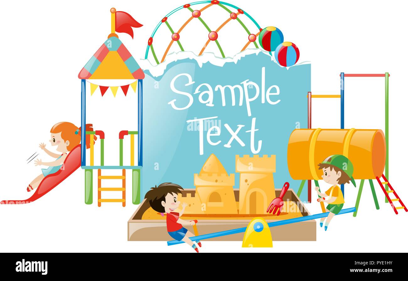 Paper template with kids at playground illustration Stock Vector Image ...